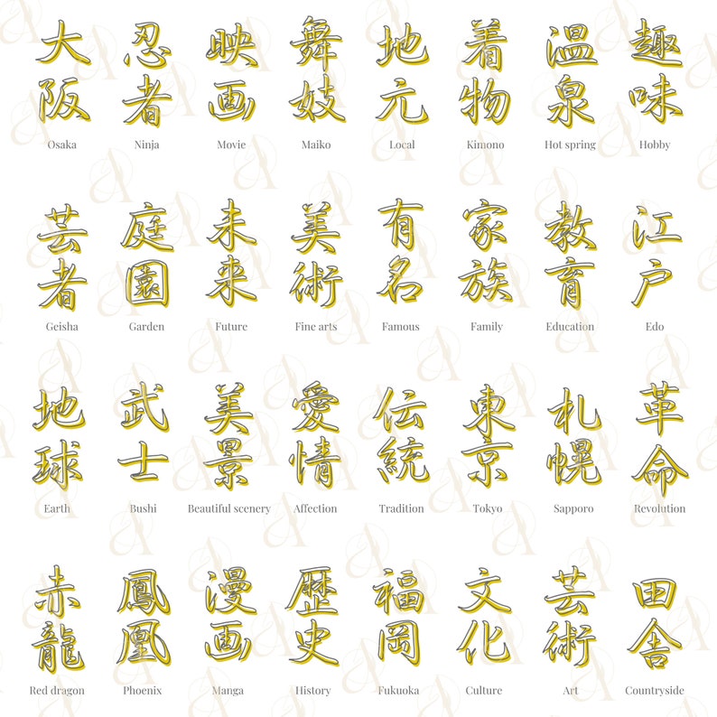 64 Japanese Word SVG Bundle, Manga Japanese Calligraphy, Tokyo Kanji ...