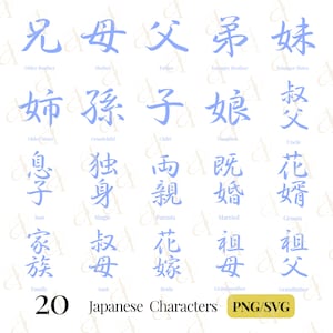 Japanese Word SVG Bundle, Kanji Family PNG, Married, Father, Daughter ...