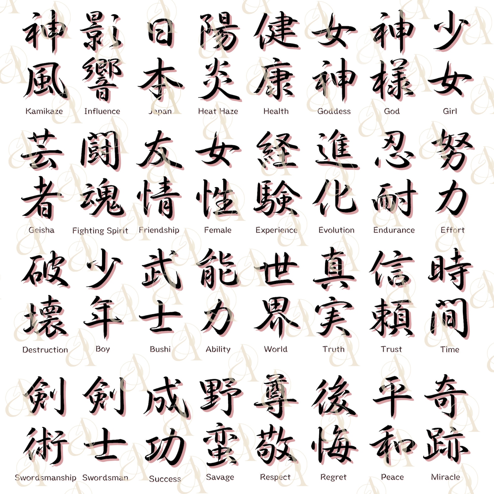 Japanese Word SVG Bundle, Japan Kanji Symbols PNG, Manga Kanji ...