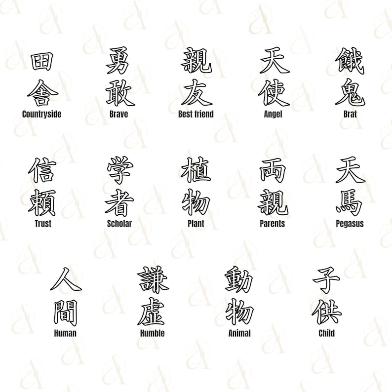 Japanese Word SVG Bundle, Parents Kanjis and Symbols, Human Kanji PNG ...