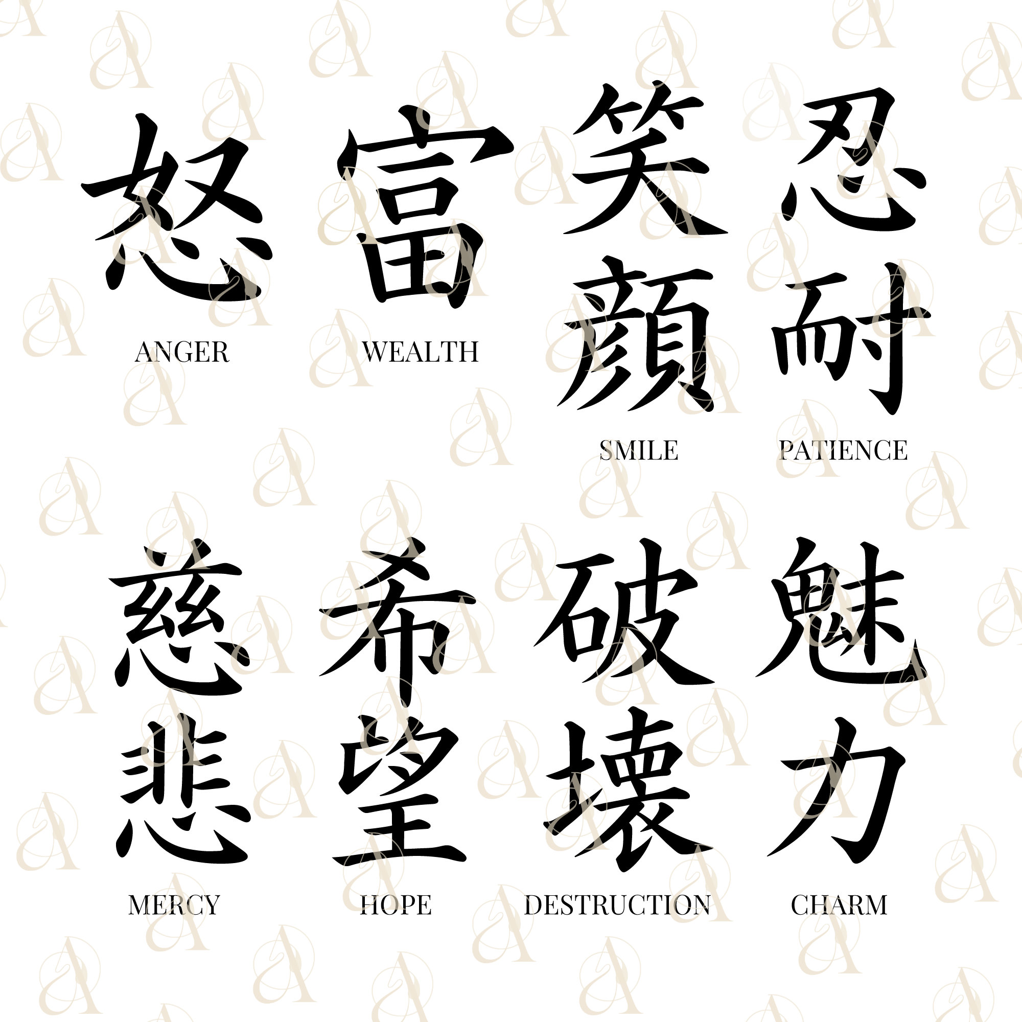 Japanese Word SVG Bundle, Japanese Symbols SVG, Hope Kanji PNG, Zen ...