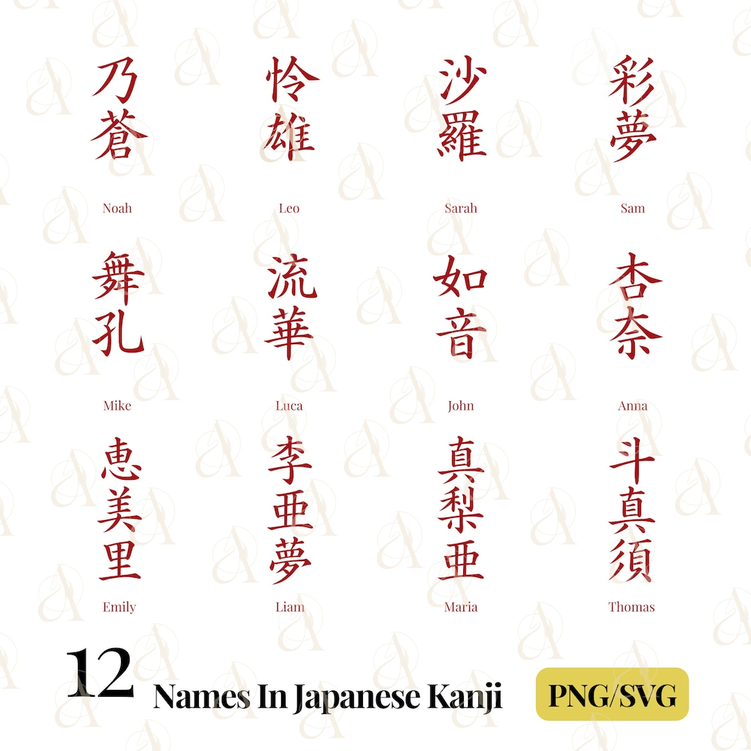 Red Japanese Kanji Name SVG/PNG Bundle, Personalized Characters, Your ...