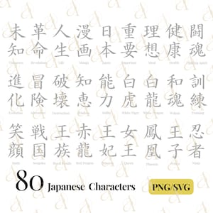 Japanese Word SVG Bundle, Ninja Kanji Symbols PNG, King Kanji ...