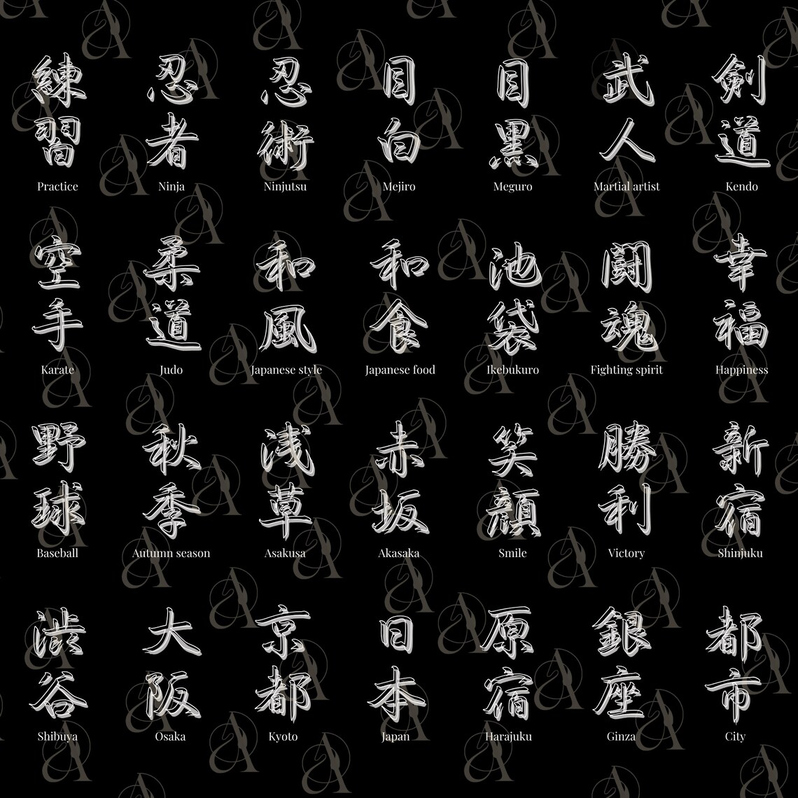 Japanese Word SVG Bundle, Samurai Spirit Japanese Calligraphy, Tokyo ...