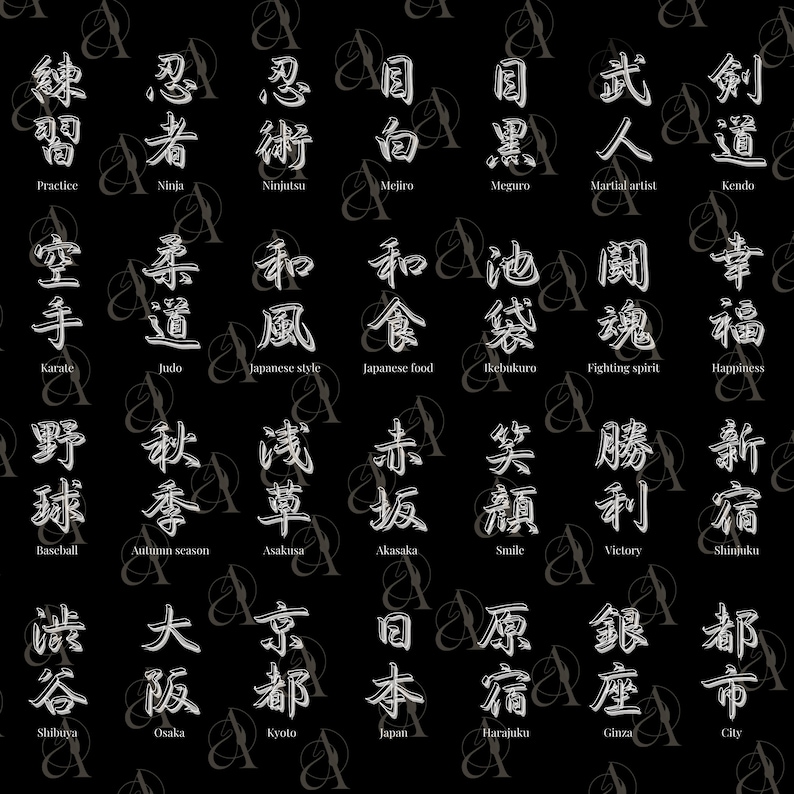 Japanese Word SVG Bundle, Samurai Spirit Japanese Calligraphy, Tokyo ...