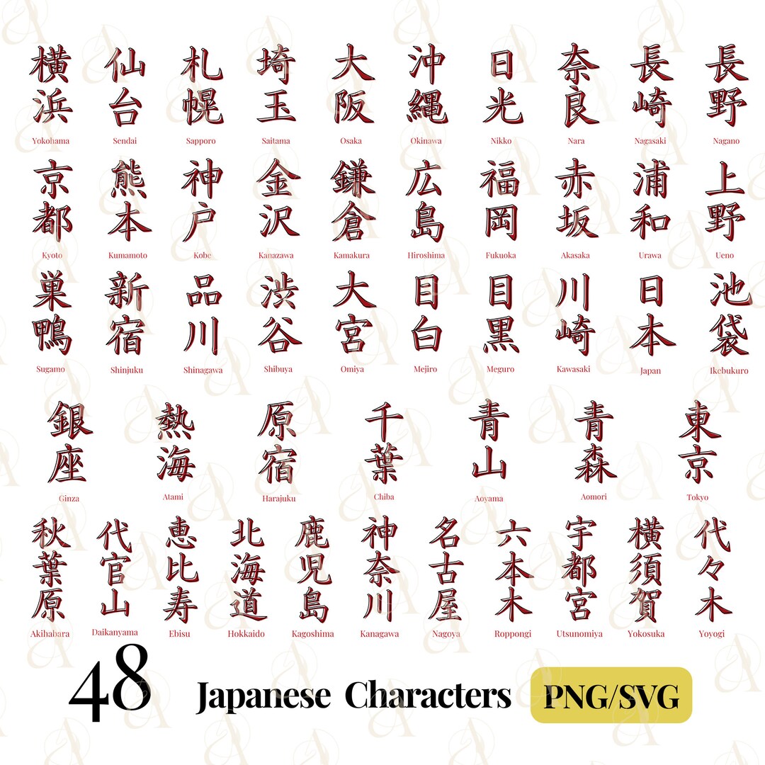 Japanese City and Station Names in Kanji SVG/PNG Bundle, Kanji ...