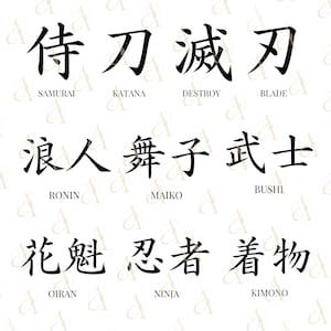 Japanese Word SVG Bundle, Kanji Symbol, Old Number Characters, Samurai ...