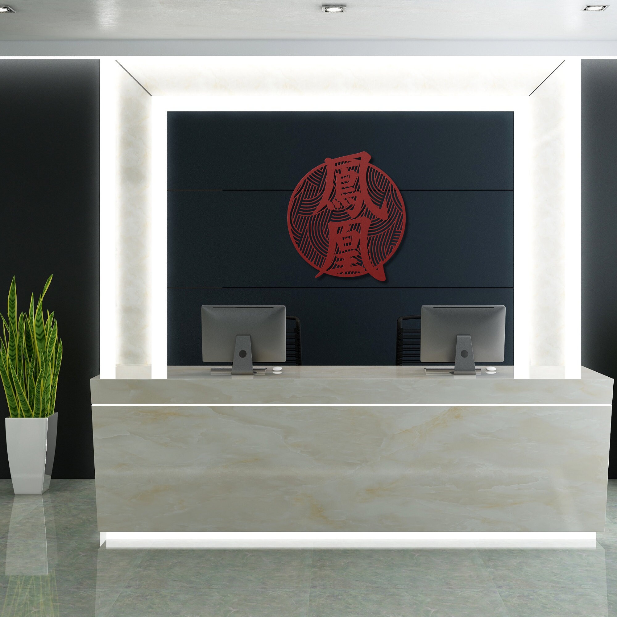 Metal Japanese Art, Kanji Phoenix Sign, Symbol of Phoenix, Kanji Wall ...