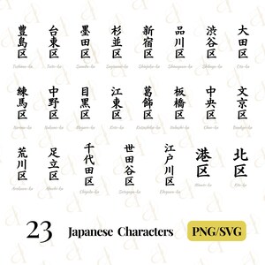 Japanese City Names in Kanji SVG/PNG Bundle, Kanji Characters, Shibuya ...