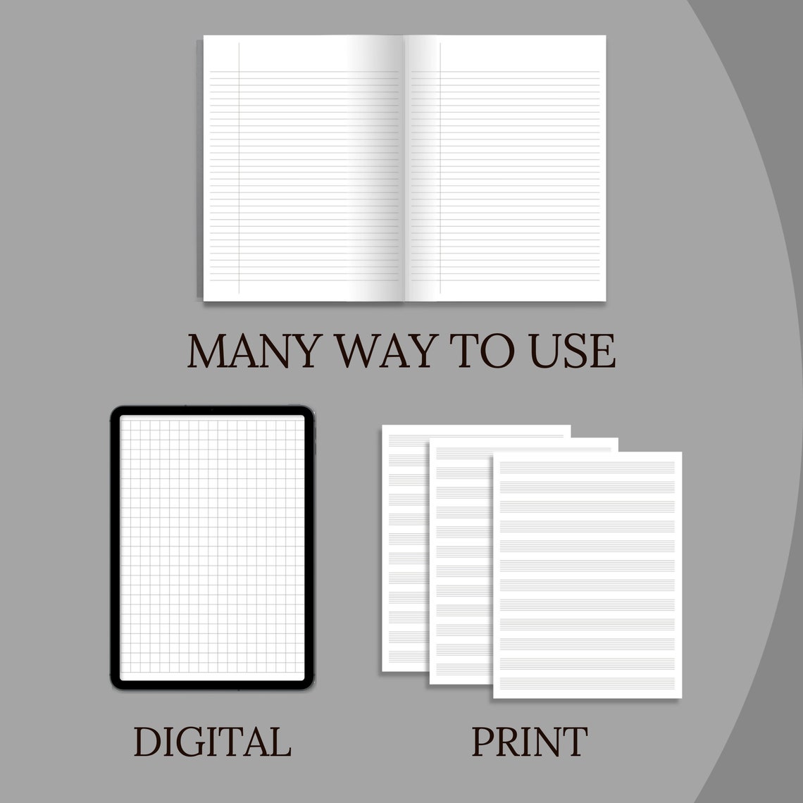 9 Amazon KDP Interiors Bundle Templates for Journal & Notebook, 3 ...