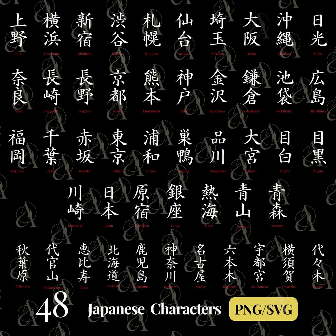 Japanese City and Station Names in Kanji SVG/PNG Bundle, Kanji ...