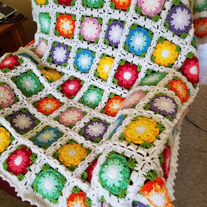 Flower Afghan - Etsy
