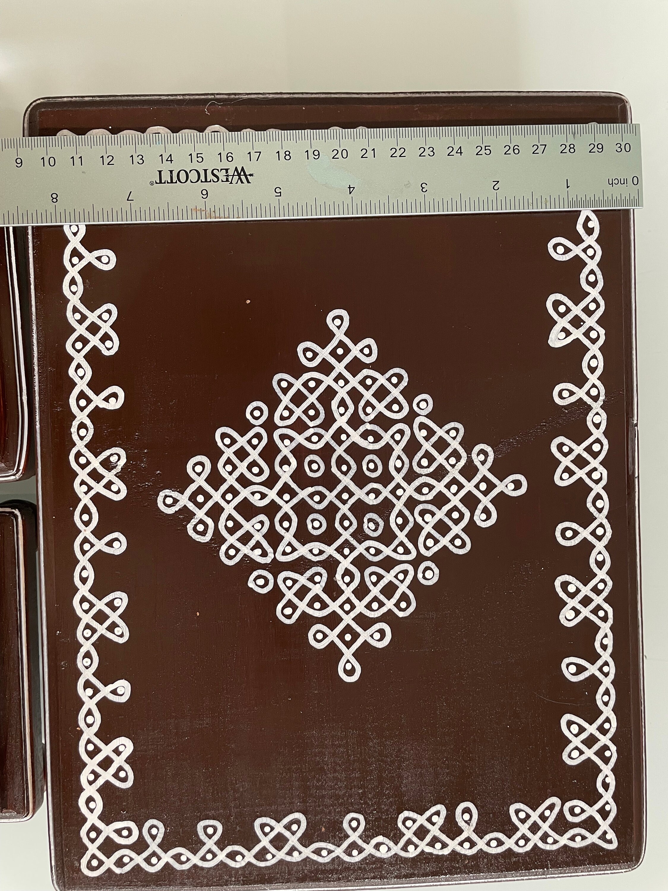 Beautiful set of 3 Wooden 11x8.5-inch Peeta With 5x52 Diya Peeta/manai ...