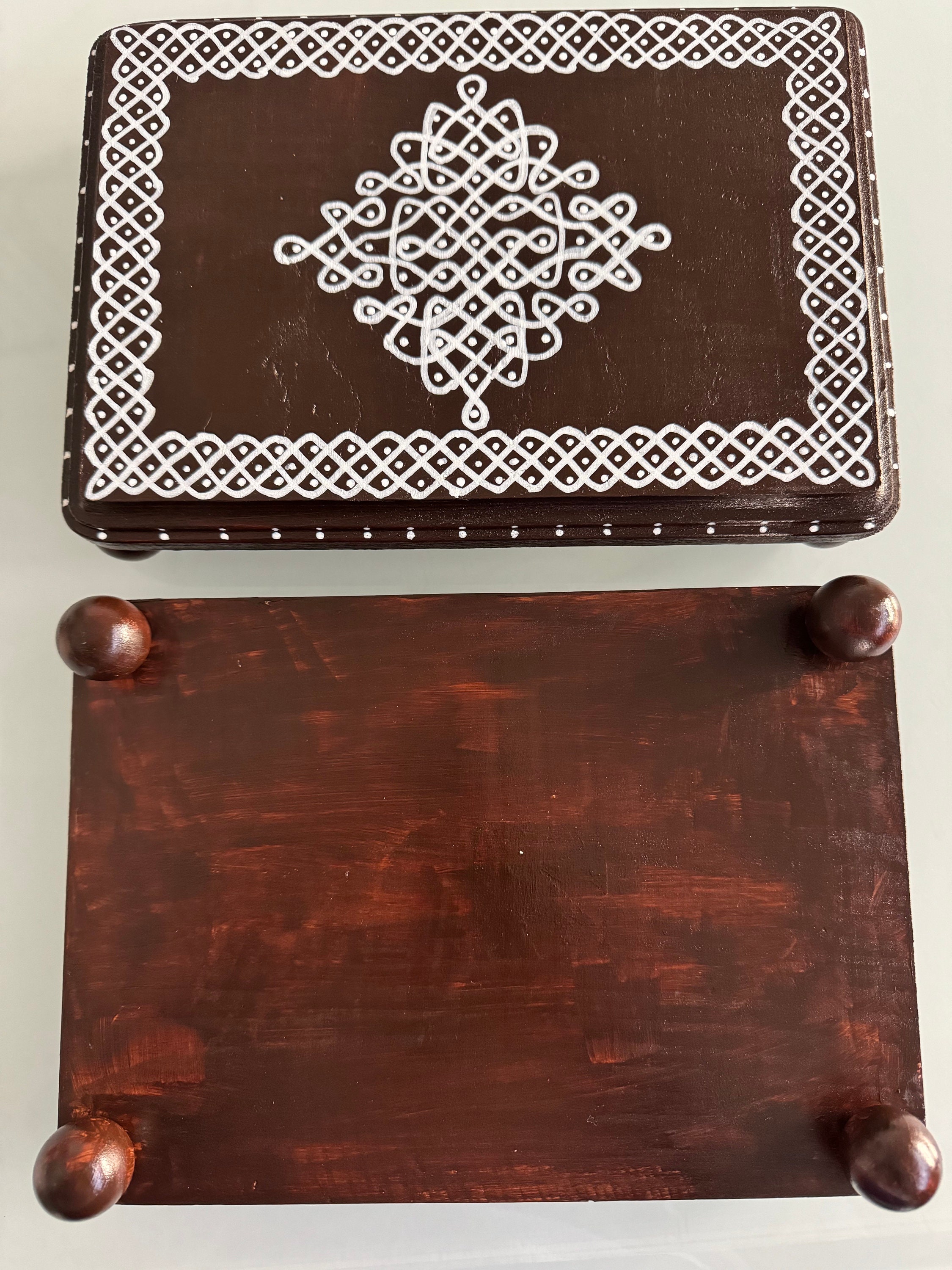 Beautiful set of 2 9x6 Wooden Manai/ Peeta Painted With Lovely Kolam ...