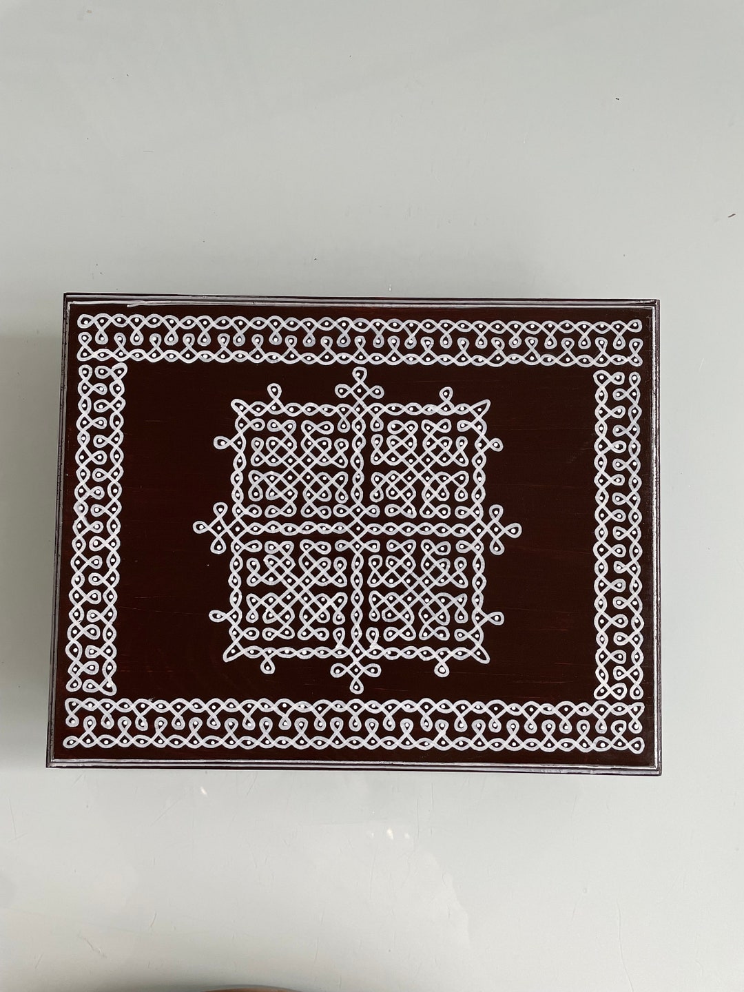 Beautiful 13.5X10.5 Wooden Floor Stool/manai/ Peeta With Lovely Kolam ...