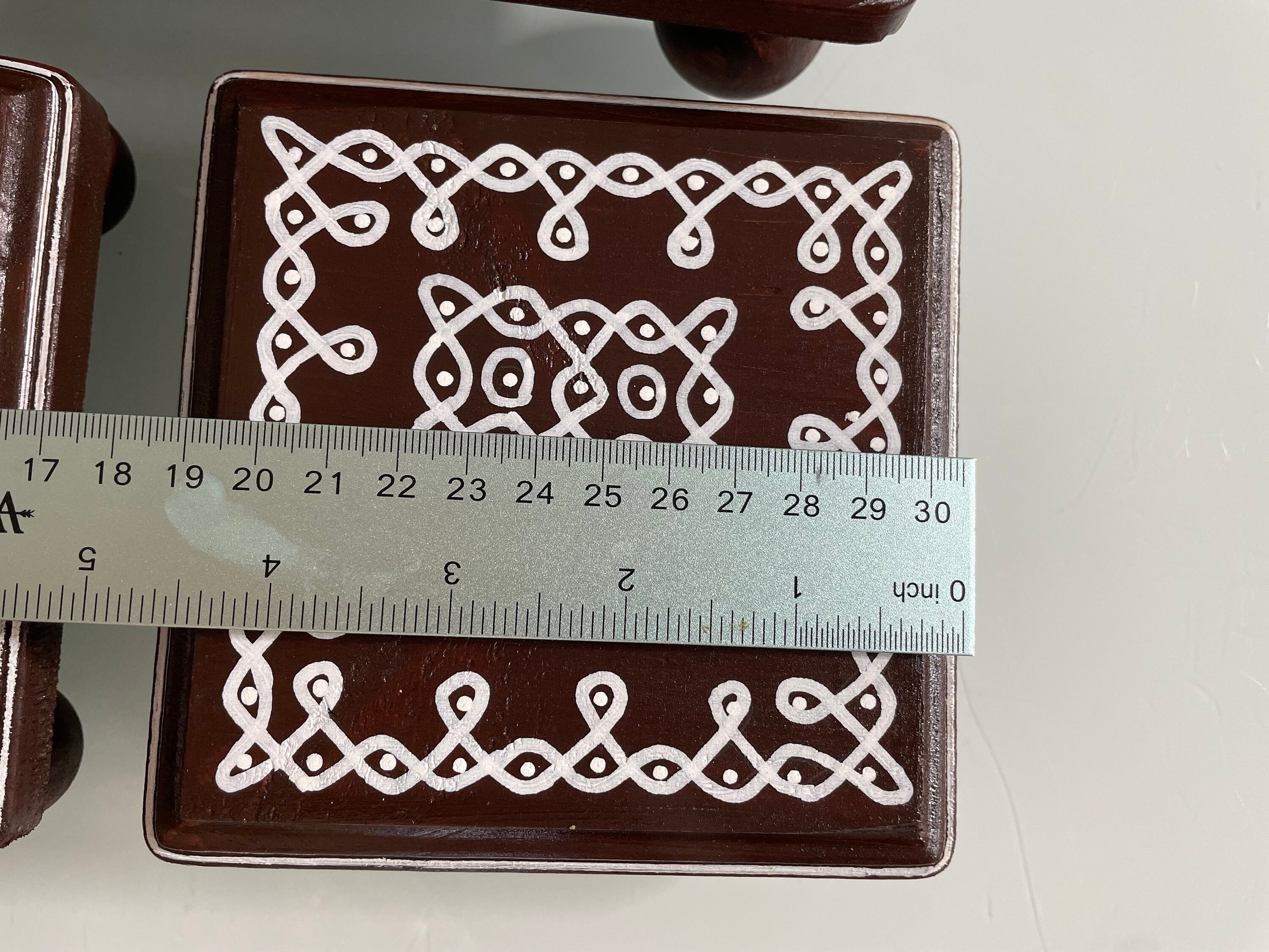 Beautiful set of 3 Wooden 11x8.5-inch Peeta With 5x52 Diya Peeta/manai ...