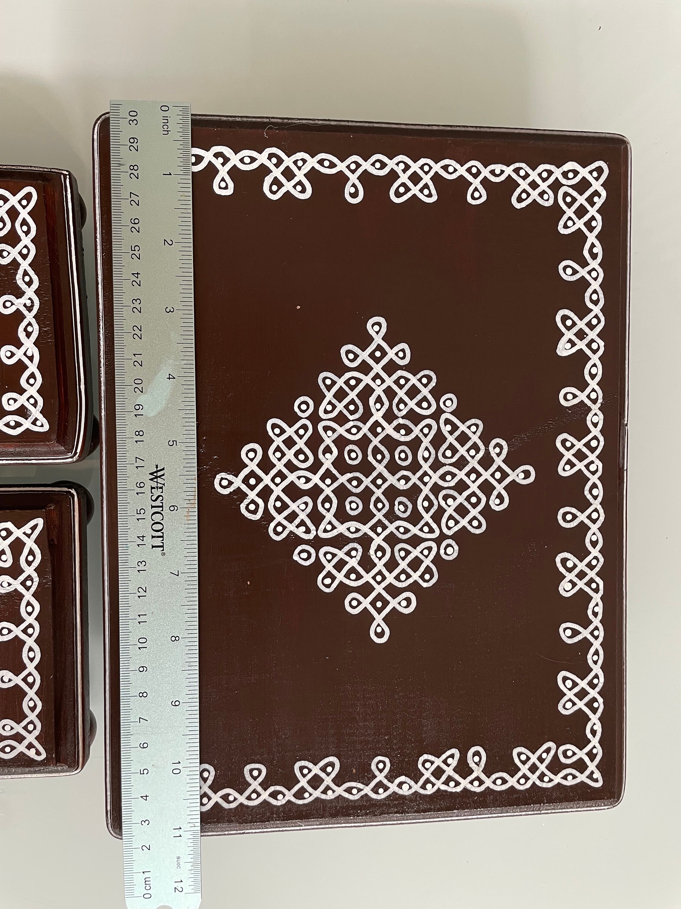 Beautiful set of 3 Wooden 11x8.5-inch Peeta With 5x52 Diya Peeta/manai ...