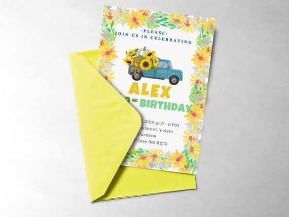 Yellow Floral Editable Birthday Invite Card Birthday Boy Invites Birthday Girl Invitation yellow-floral-editable-birthday-invite-card-birthday-boy-invites-birthday-girl-invitation