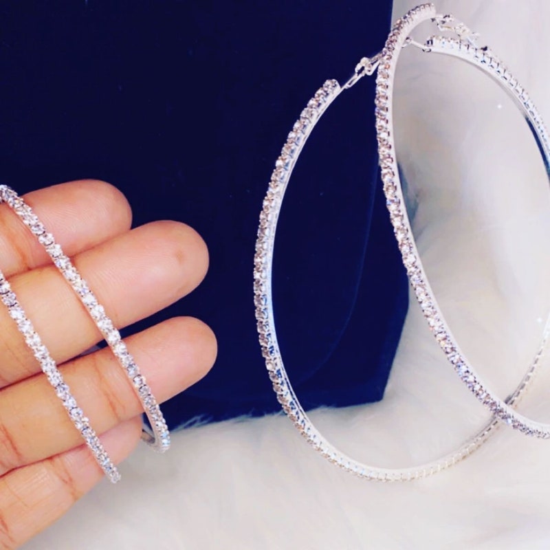 Rhinestone Hoops - Etsy