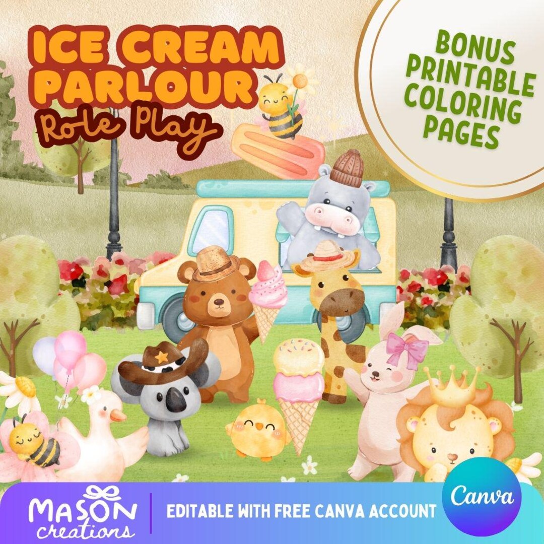 PRINTABLE Ice Cream Shop Pretend Play Sensory Play Elementary and ...