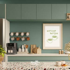 Matcha Cups Poster, Matcha Latte Print, Trendy Green Print, Cafe Poster ...