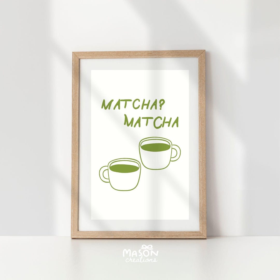 Matcha Cups Poster, Matcha Latte Print, Trendy Green Print, Cafe Poster ...