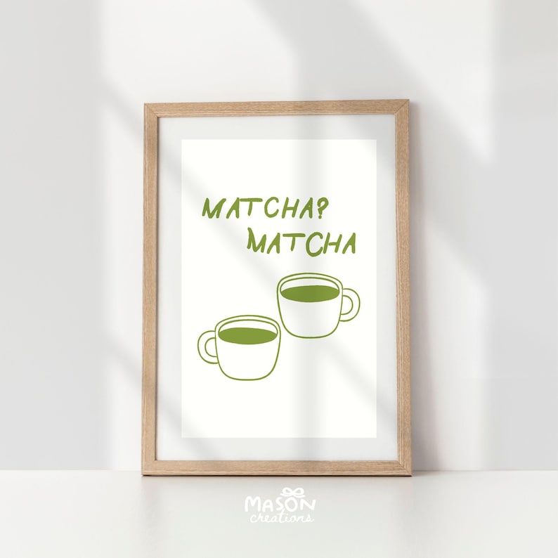 Matcha Cups Poster, Matcha Latte Print, Trendy Green Print, Cafe Poster ...