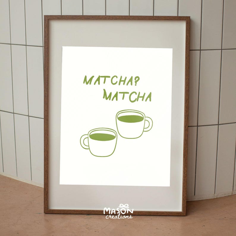 Matcha Cups Poster, Matcha Latte Print, Trendy Green Print, Cafe Poster ...