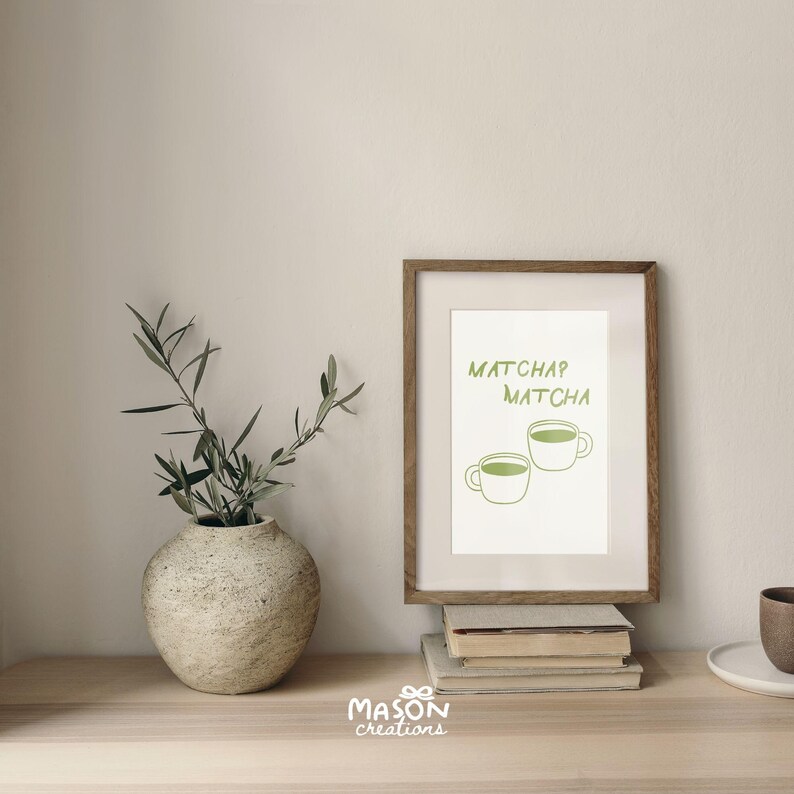 Matcha Cups Poster, Matcha Latte Print, Trendy Green Print, Cafe Poster ...