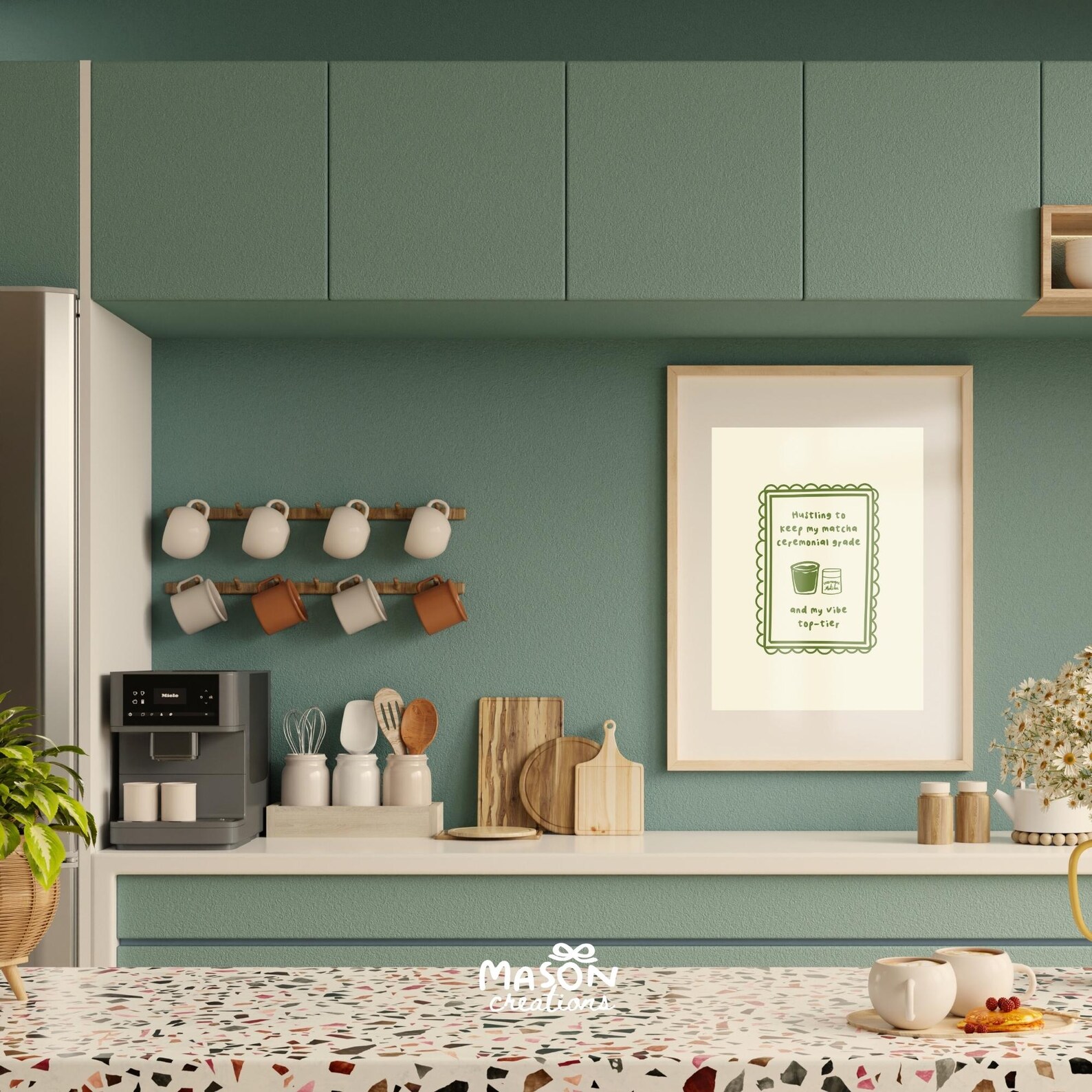 Matcha Wall Art Print | Coffee Bar Decor | Minimalist Home Cafe Print ...