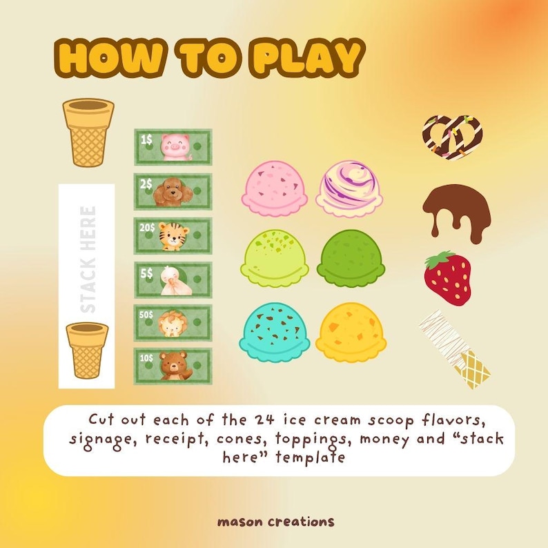 PRINTABLE Ice Cream Shop Pretend Play Sensory Play Elementary and ...
