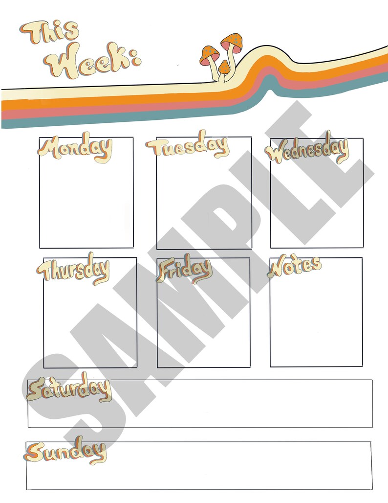 Digital Download Planner Groovy Hippie 70s Psychedelic Witchy Boho ...