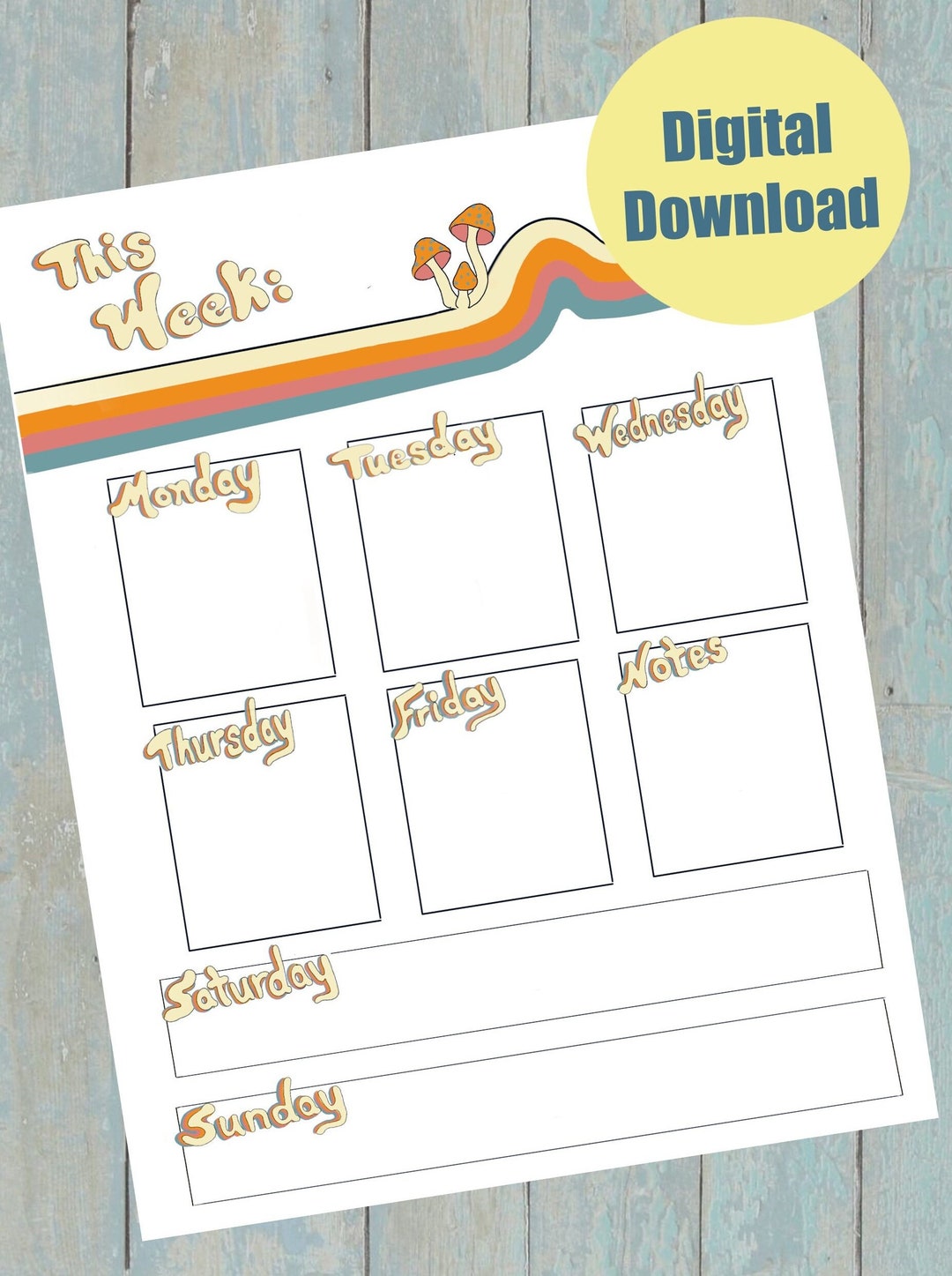 Digital Download Planner Groovy Hippie 70s Psychedelic Witchy Boho ...