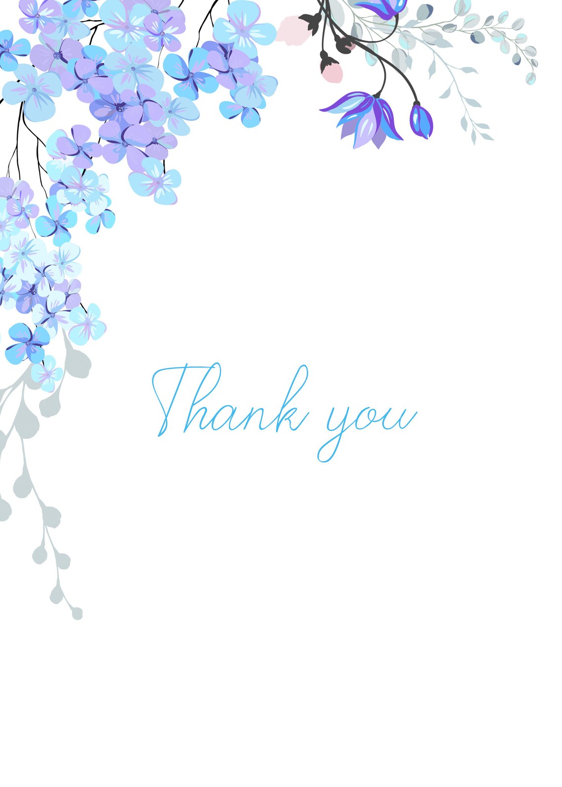 Blue and Purple Thank You Cards Set of 6 - Etsy