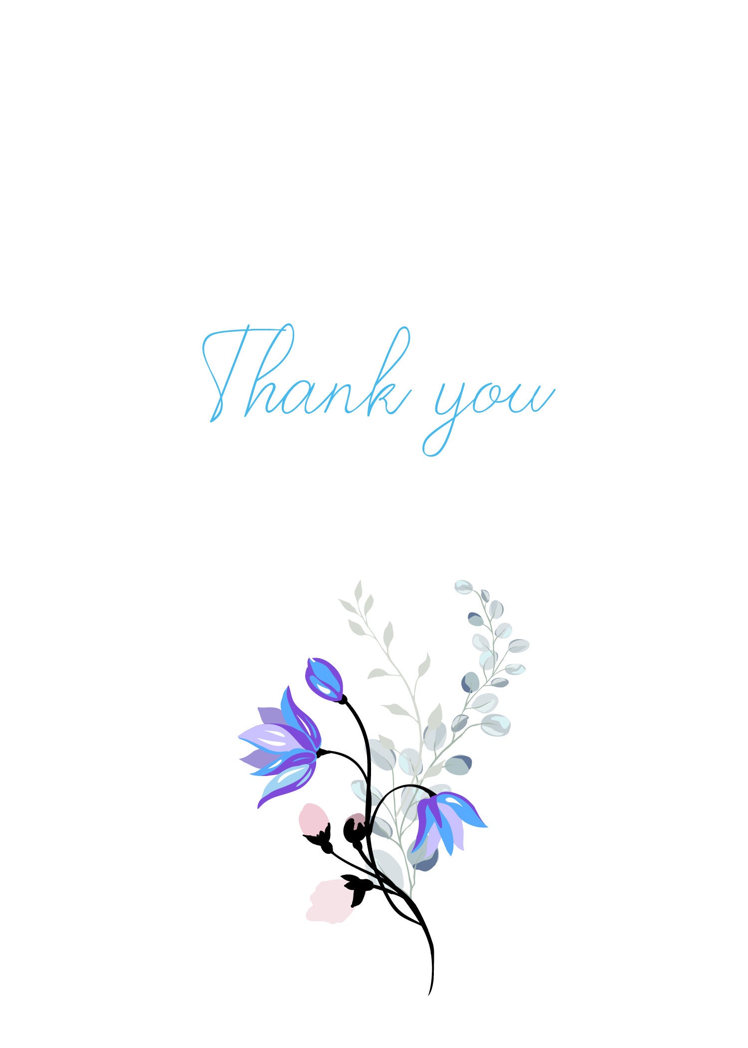 Blue and Purple Thank You Cards Set of 6 - Etsy