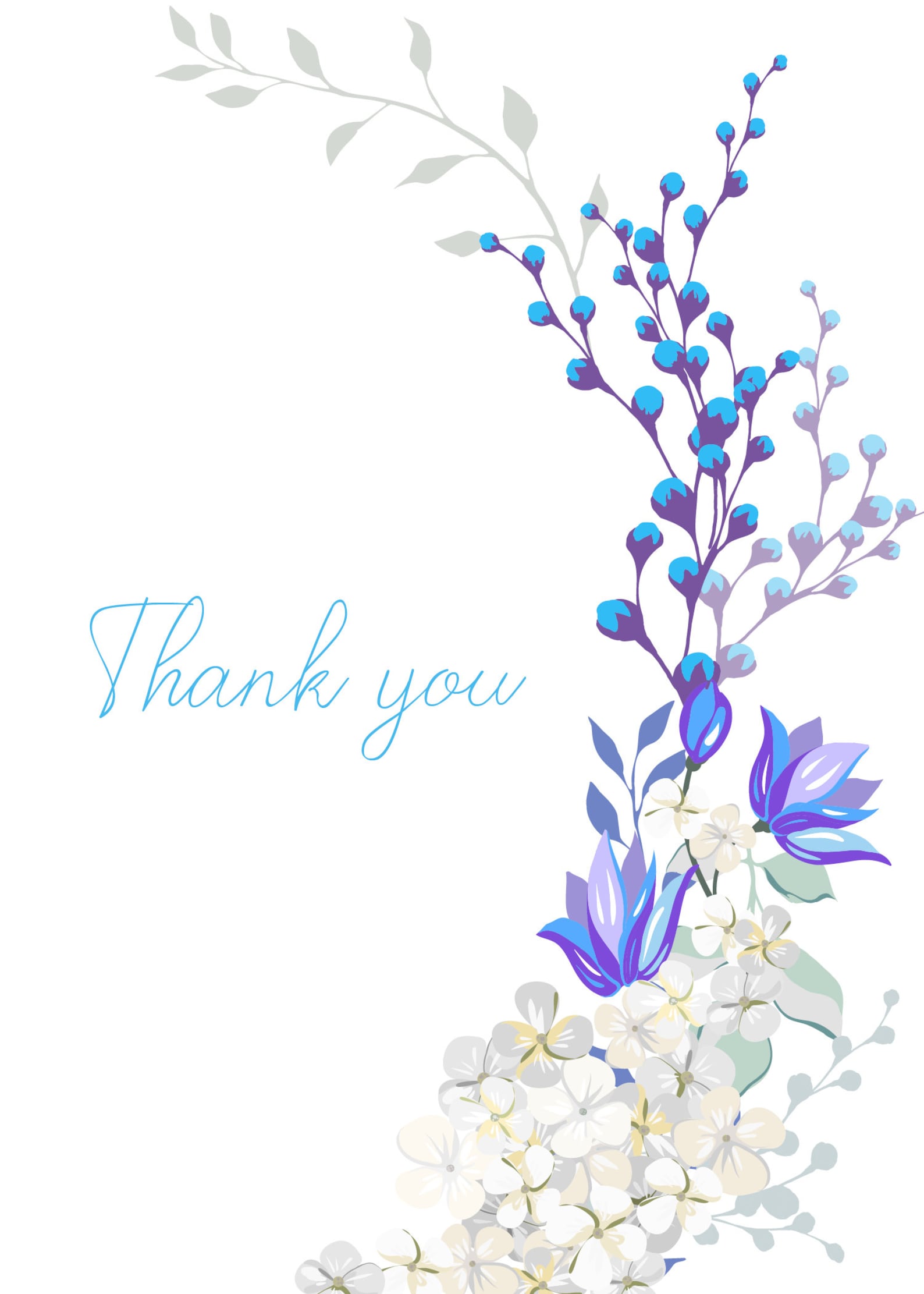 Blue and Purple Thank You Cards Set of 6 - Etsy