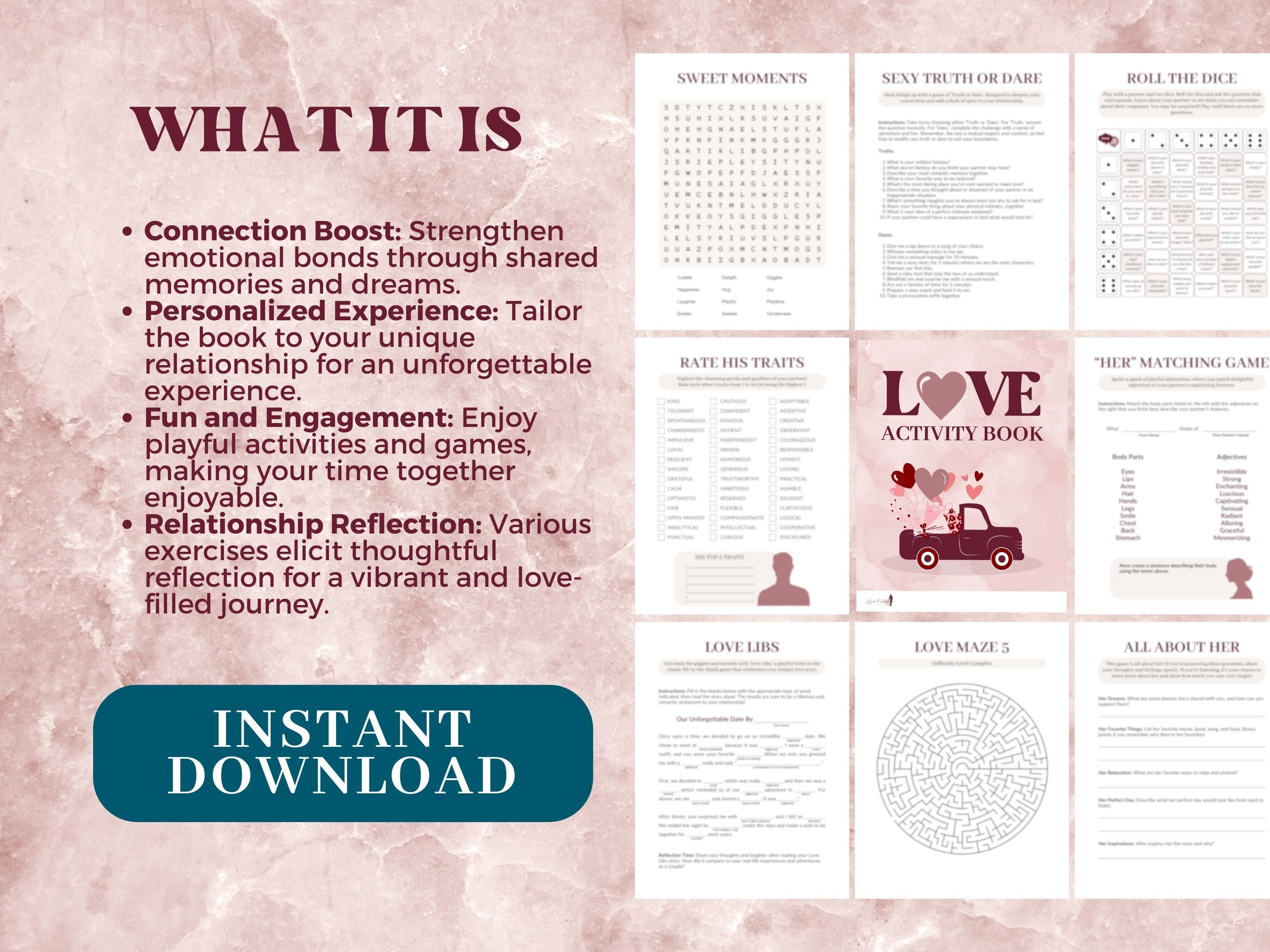 Love Connection Activity Book for Couples: 55 Pages (digital Download ...