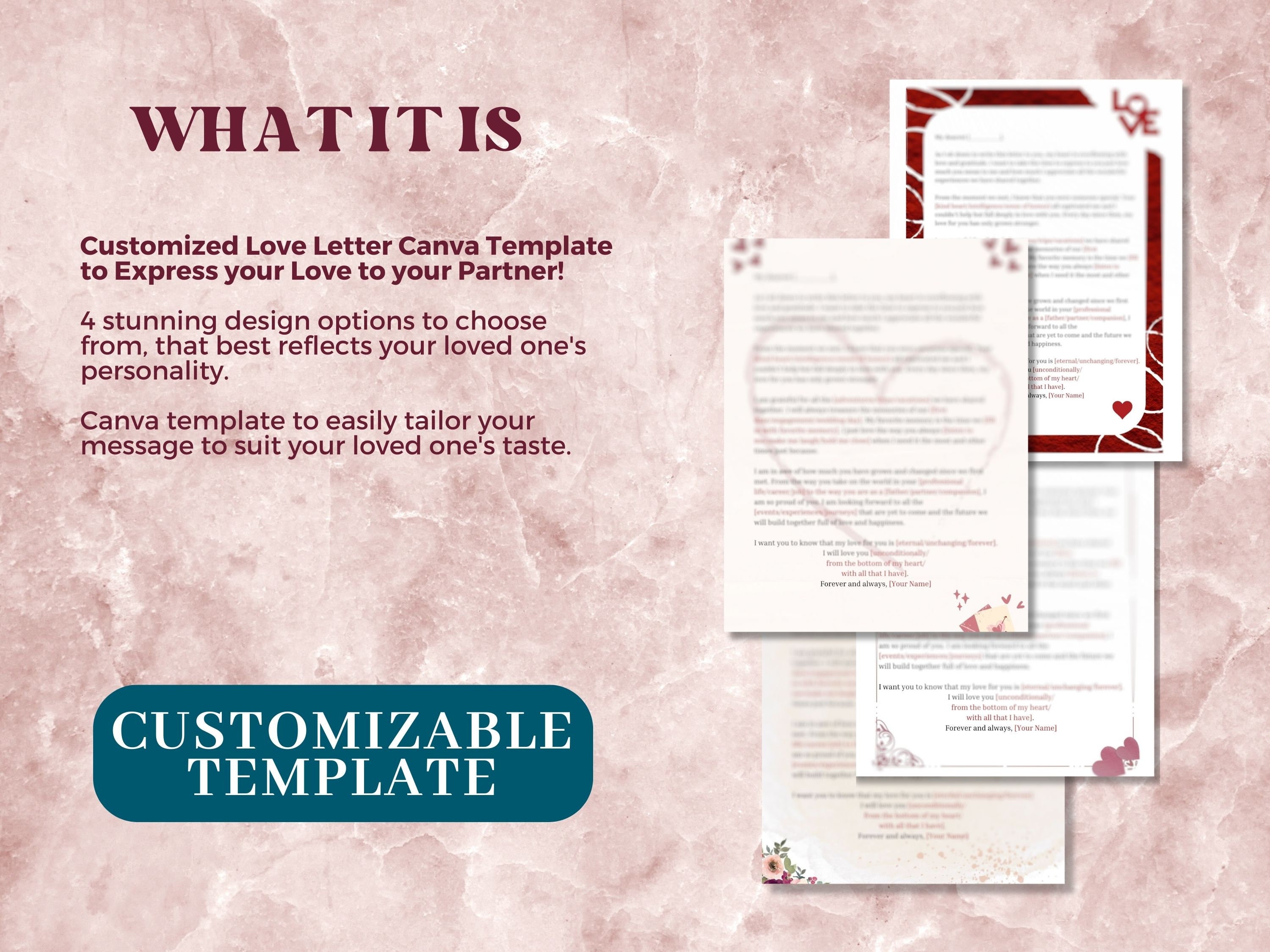 Custom Love Letter Template: Romantic Gift (canva Template) - Etsy