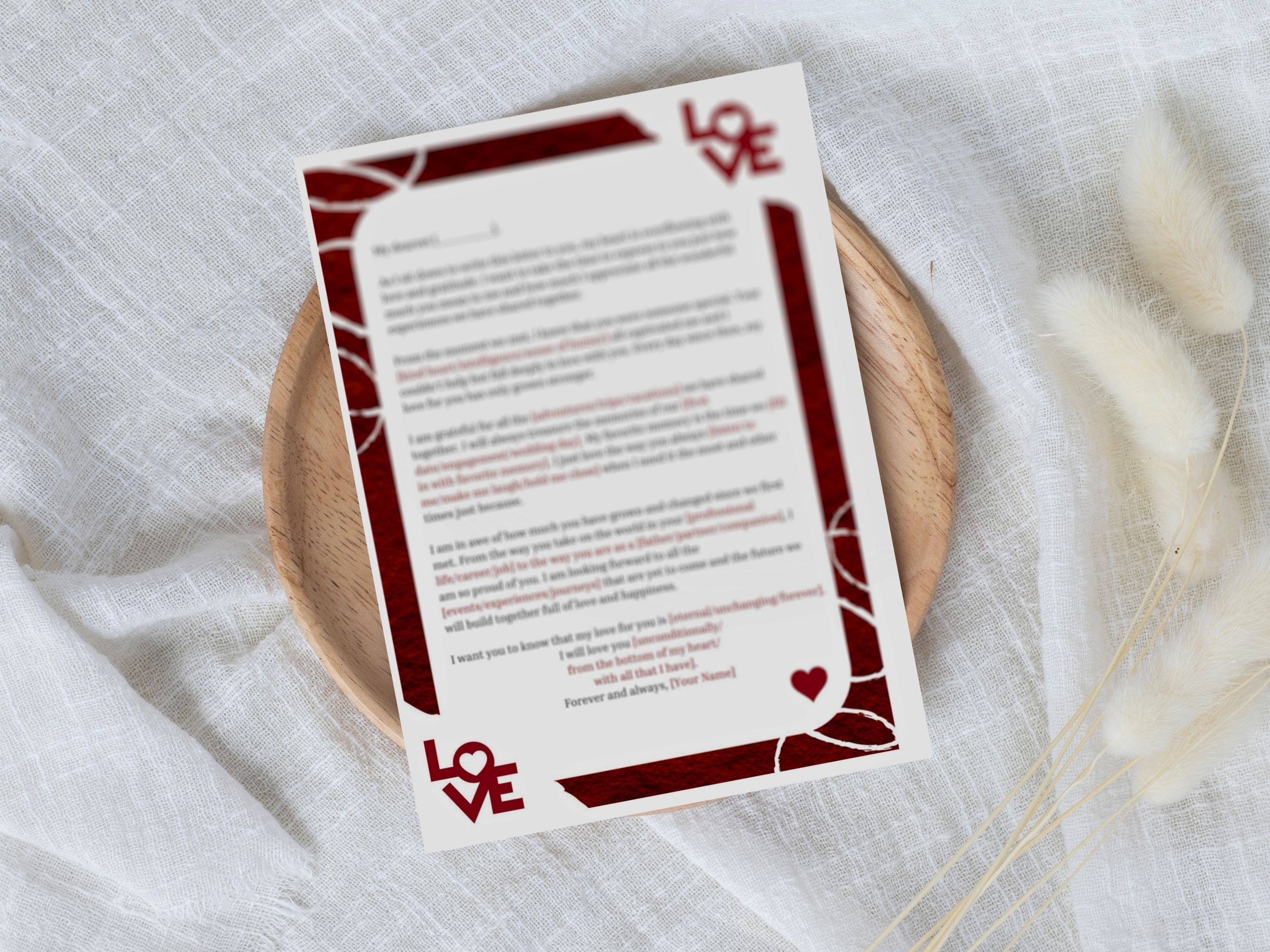 Custom Love Letter Template: Romantic Gift (canva Template) - Etsy