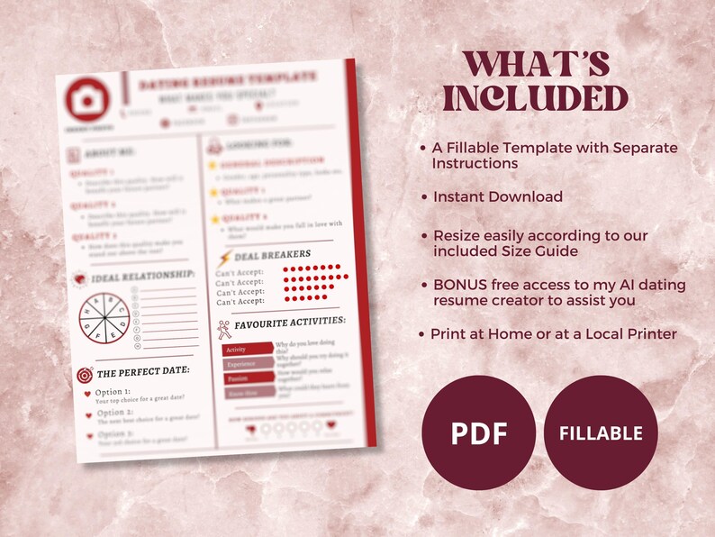 Dating Profile Template That Attracts the Right Partner -- Fillable ...