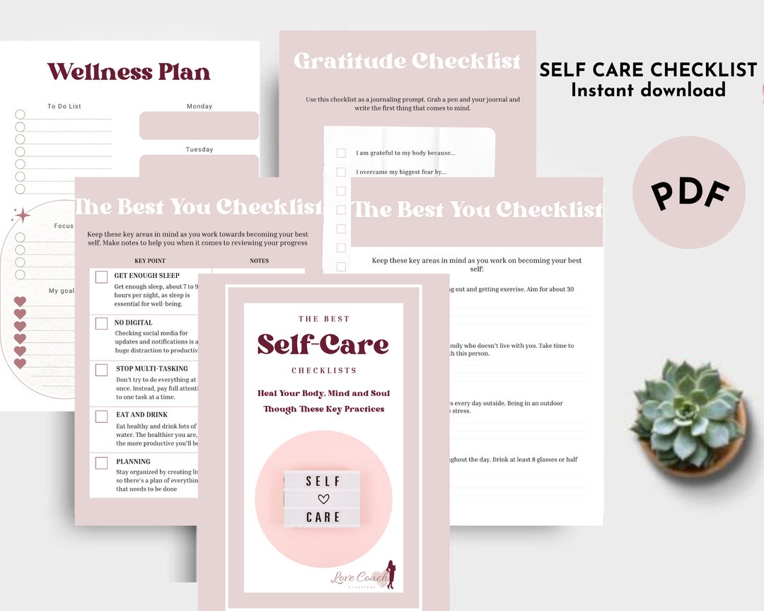 Self Care Checklist Printable Printable Self Care Plans - Etsy