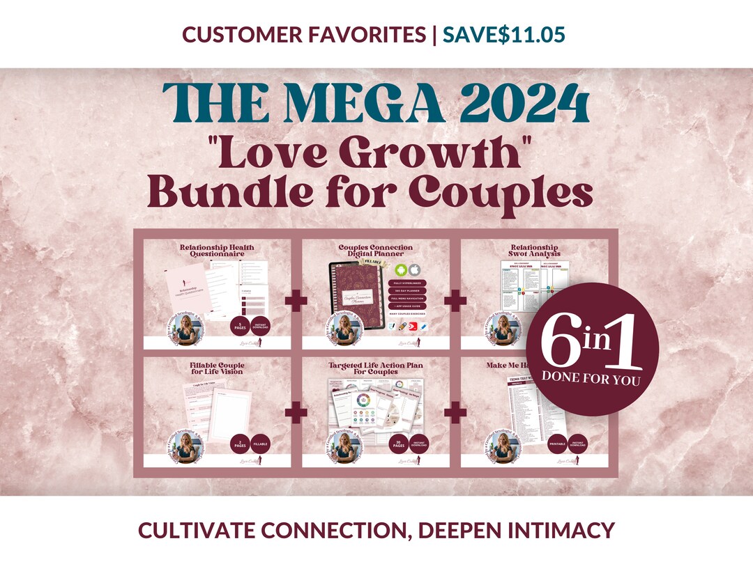 The Mega 2024 "love Growth" Bundle for Couples 6in1 - Planners ...