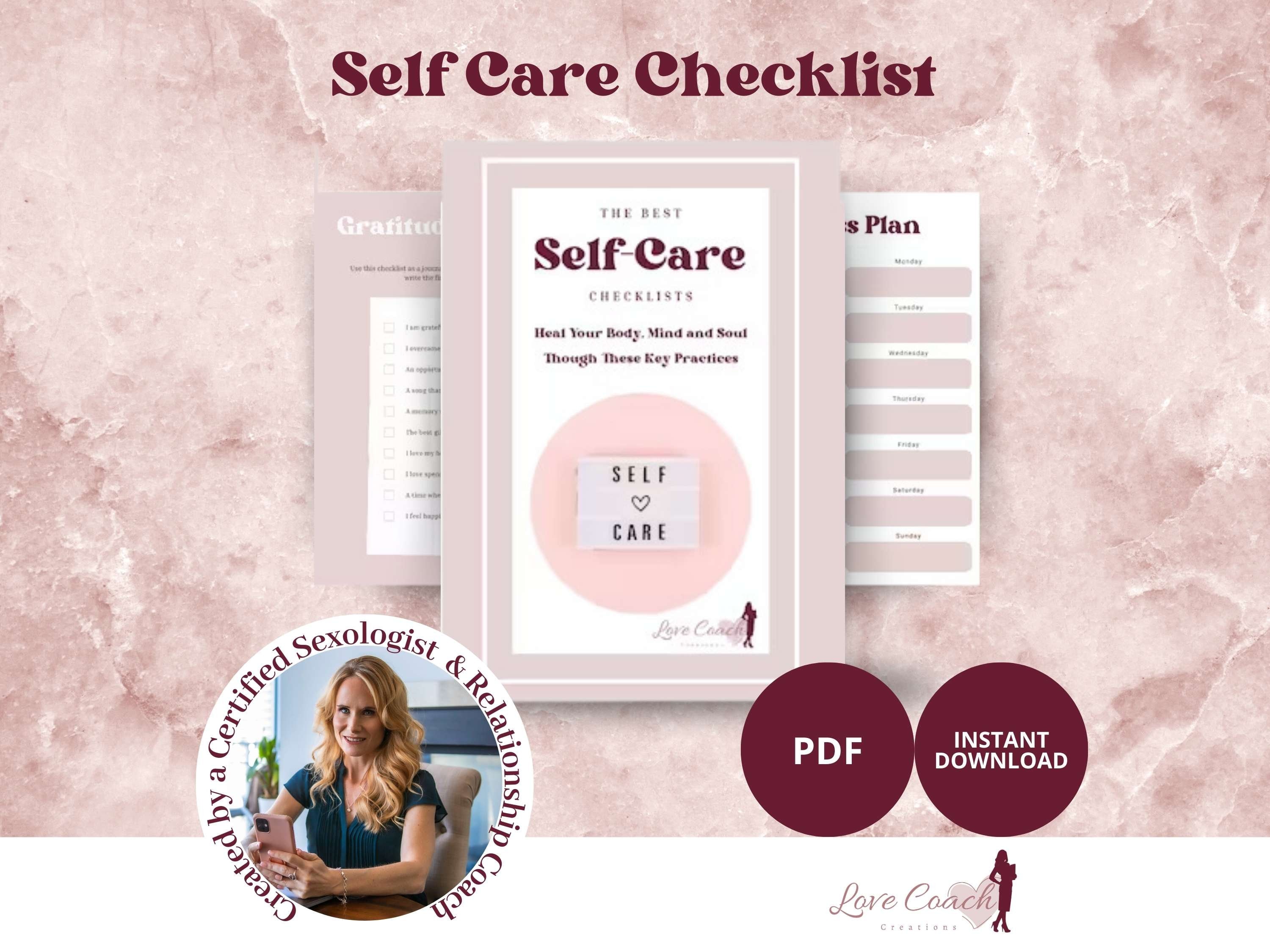 Self Care Checklist Printable, Printable Self Care Plans, Habit Tracker ...