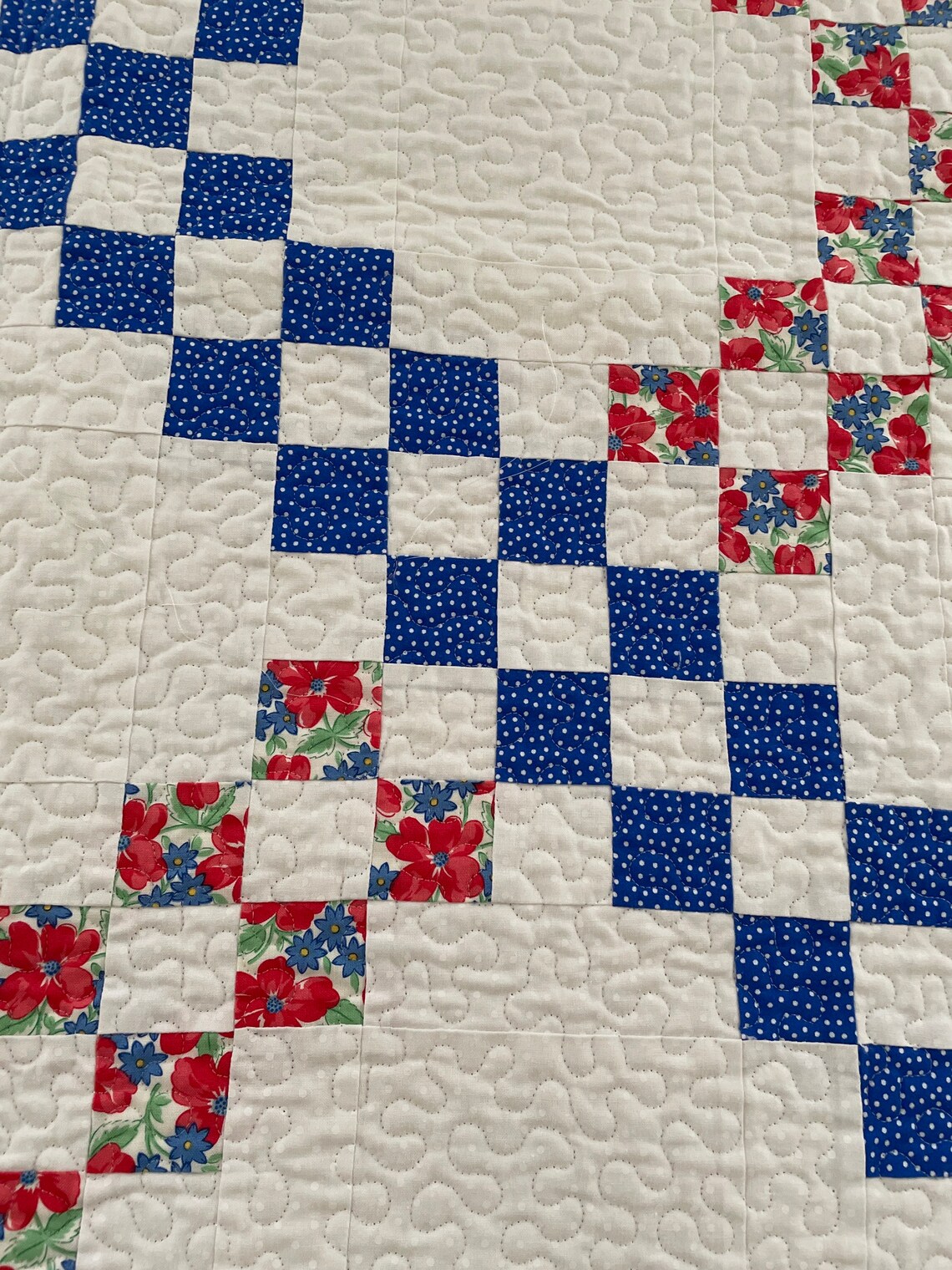 Red, White & Blue “double Lattice Irish Chain” Quilt - Etsy