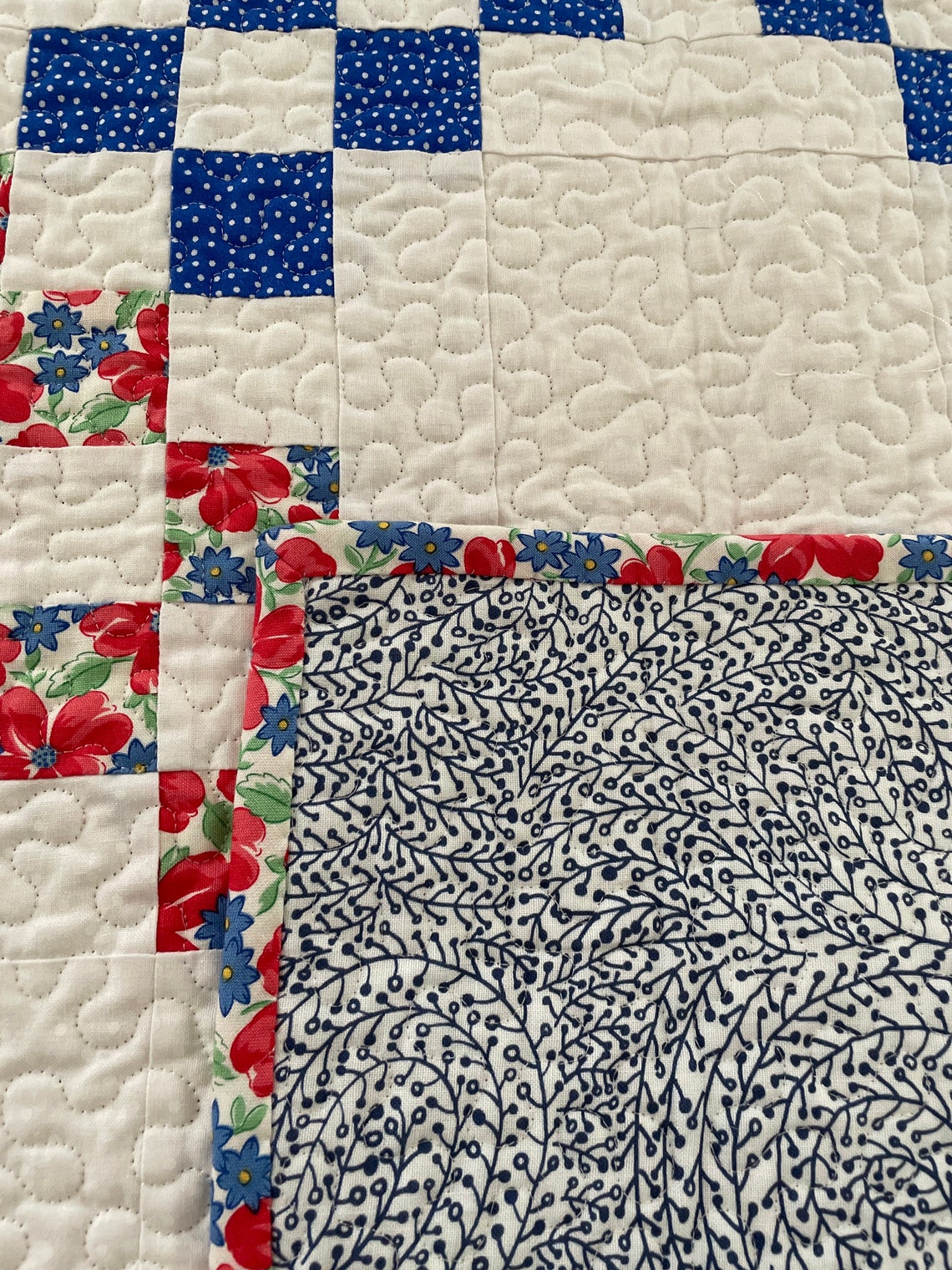 Red, White & Blue “double Lattice Irish Chain” Quilt - Etsy