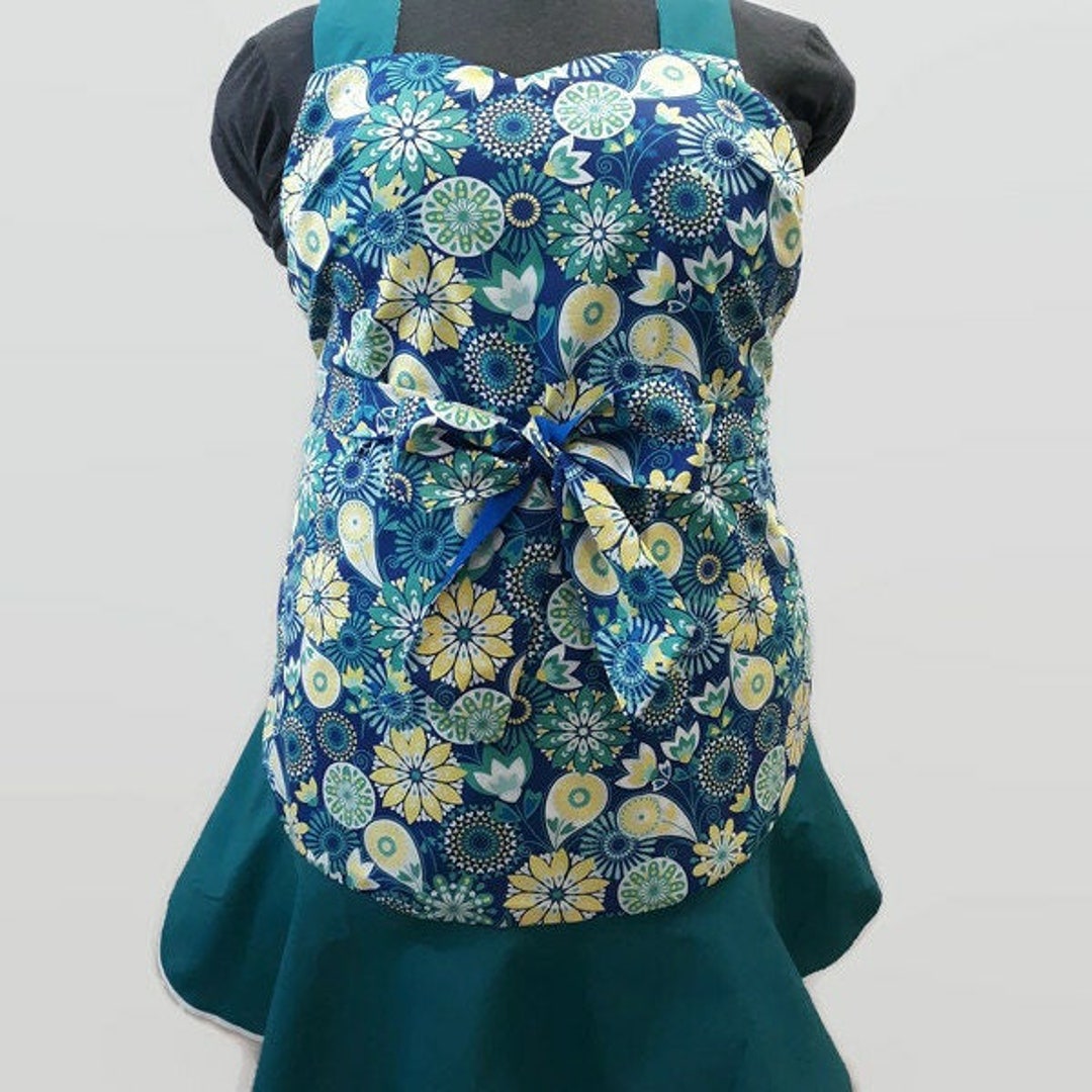 Frilly Full Figured Retro Inspired Full Front Apron - Etsy