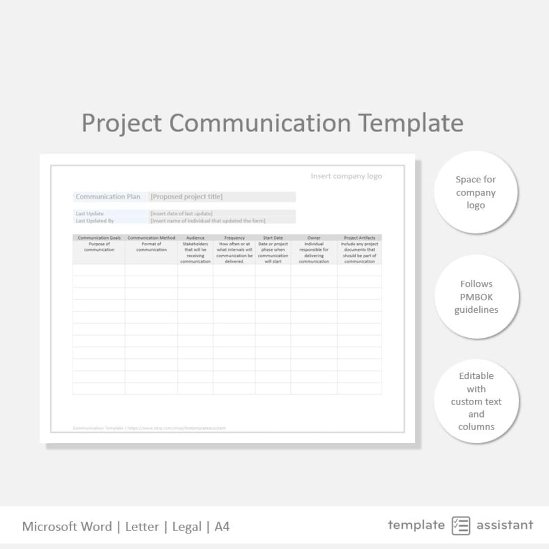 Project Communication Register Project Management Template Digital ...