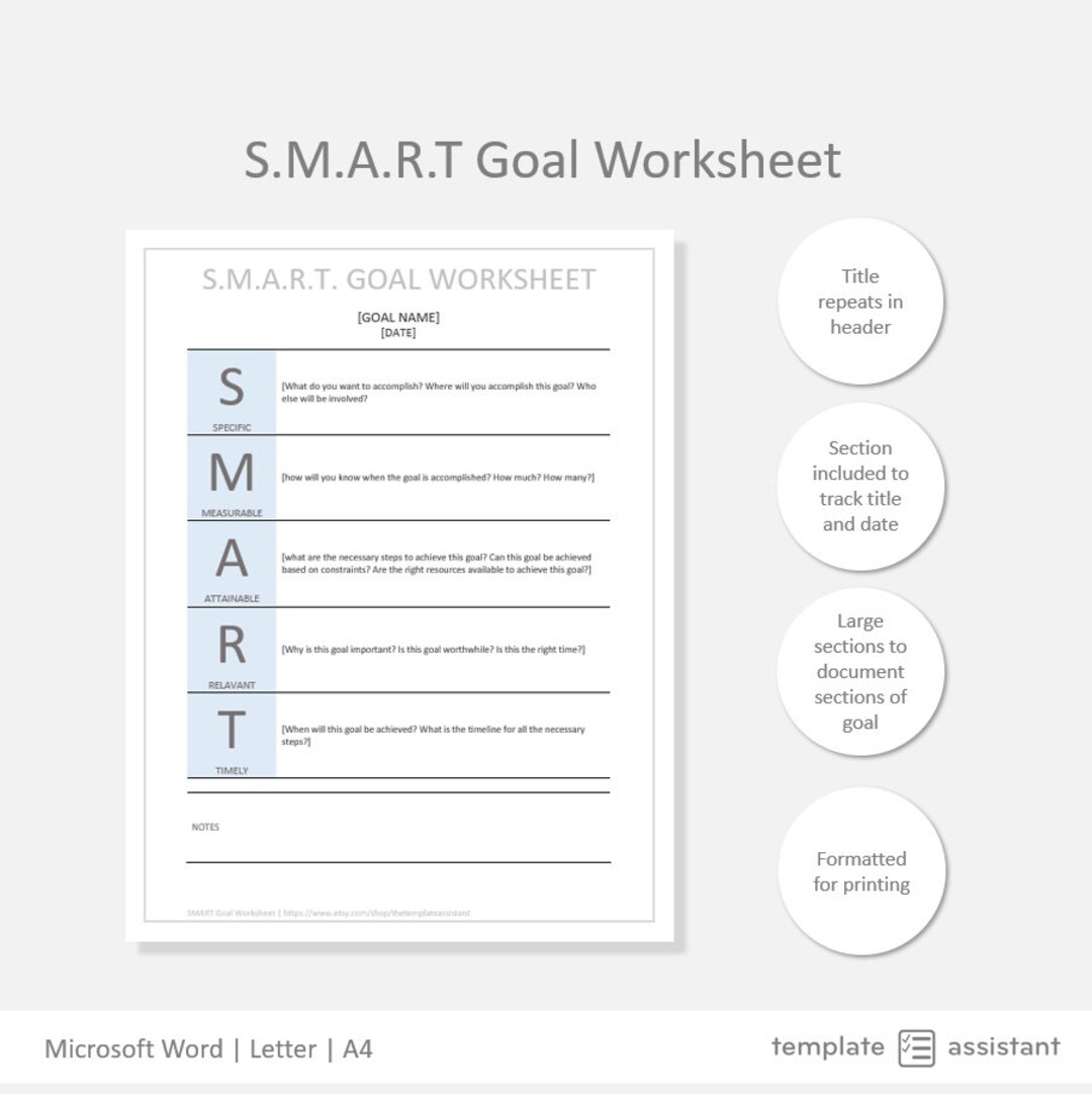 SMART Goal Worksheet | Goal Planning | Digital Download - Etsy