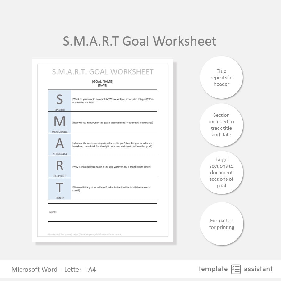 SMART Goal Worksheet | Goal Planning | Digital Download - Etsy