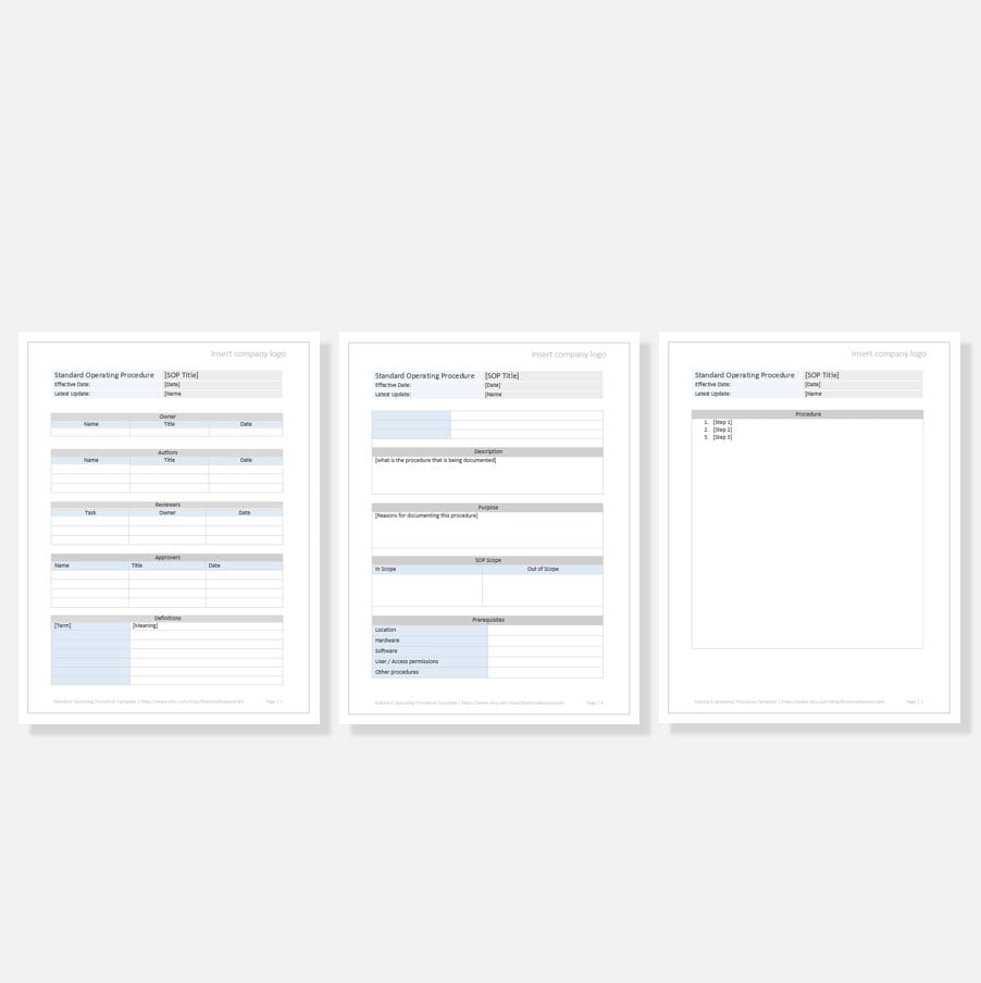 Standard Operating Procedure Template Business Document Digital ...